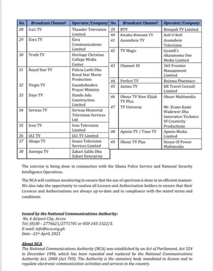NCA shuts down 49 illegal TV stations - Starr Fm NCA shuts down 49 illegal TV stations - Starr Fm