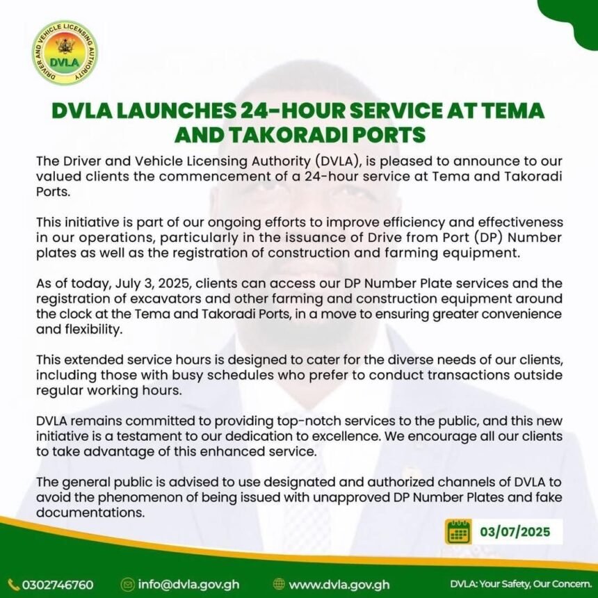 DVLA begins 24-hour service at Tema and Takoradi Ports – Starr Fm