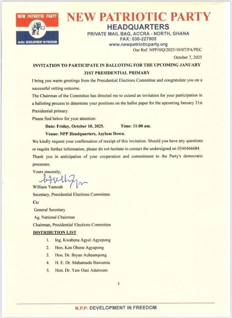 NPP Presidential aspirants to ballot for positions on October 10 – Starr Fm